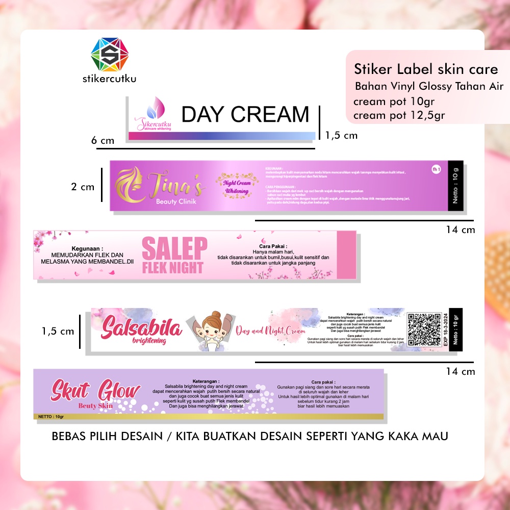 Jual Cetak Stiker Label kosmetik Label skincare Toner 100ml bulat 5cm ...