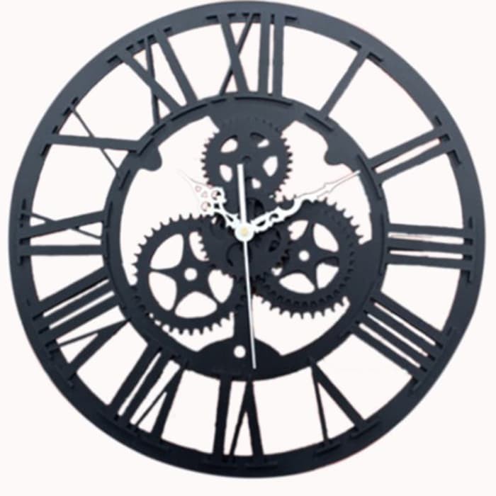 Jual Roda Besi Kayu Jam Dinding Vintage Big Gear Wall Clock Retro ...