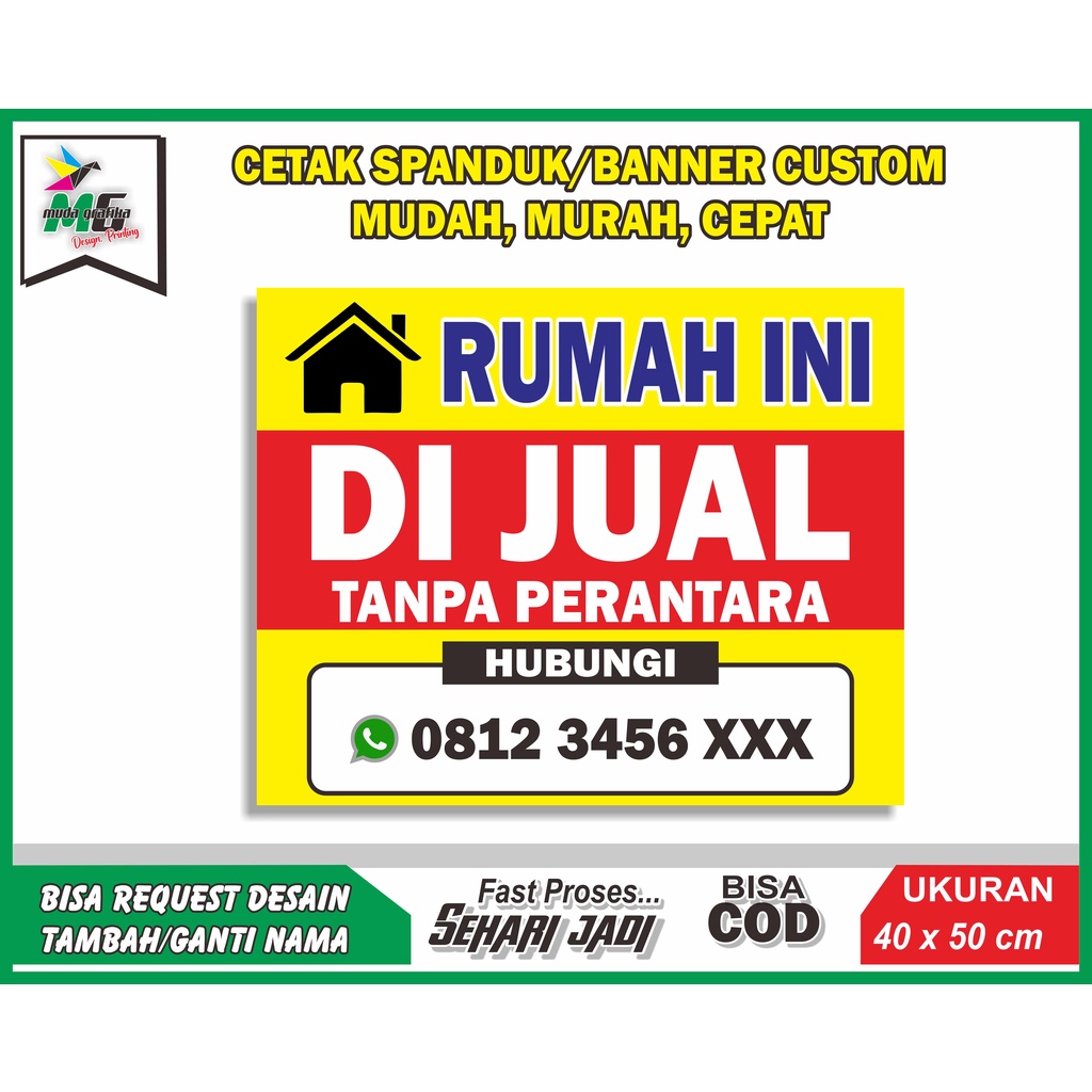 Jual Spanduk Rumah Dijual/Banner Rumah Di Jual | Shopee Indonesia