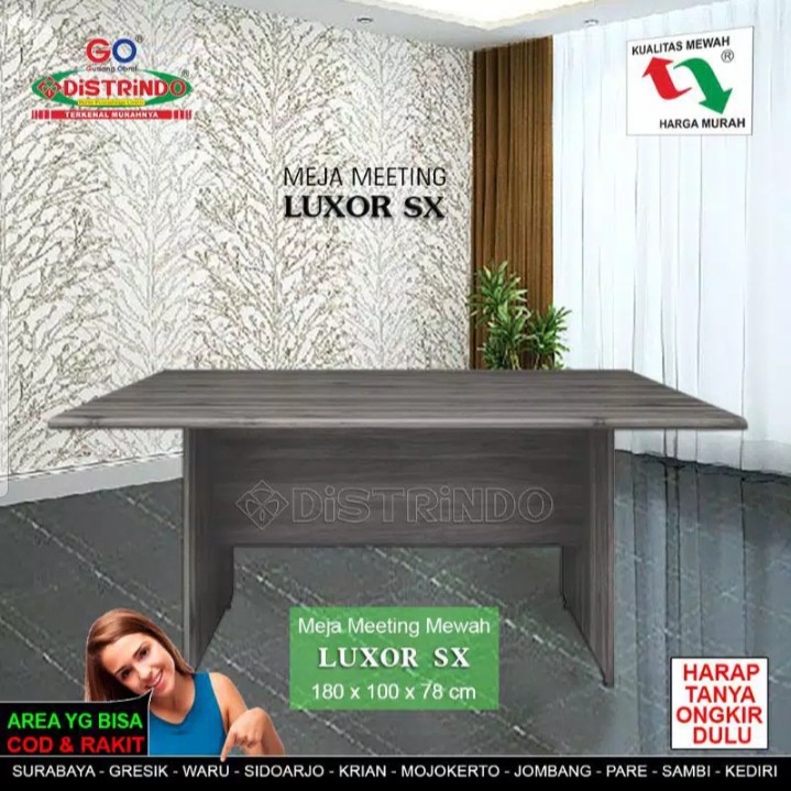 Jual Meja Meeting Besar Mewah Elegan Motif Serat Kayu Kokoh Full Papan ...