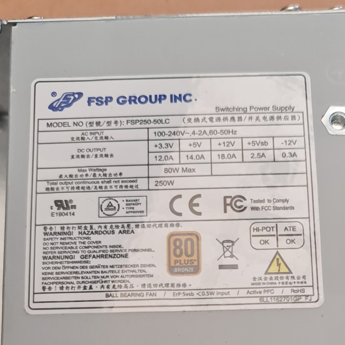 Jual SPI Fsp250-50lc Switching ATX Power Supply 9pa250d602 | Shopee ...