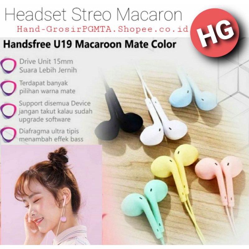 Jual Headset / Handsfree / Earphone macaron matte colour hifi extra ...