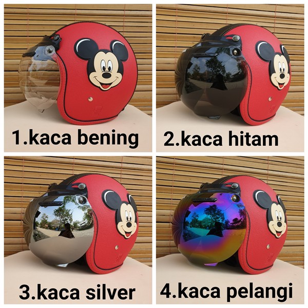 Jual Helm bogo dewasa gambar mickey mouse warna merah hitam | Shopee ...