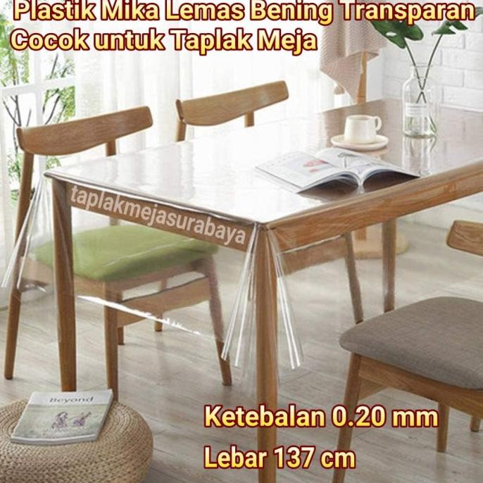 Jual Taplak Meja Plastik Mika Meteran Bening Transparan 0.2mm per 1/4 meter ( harga untuk 10pcs ...