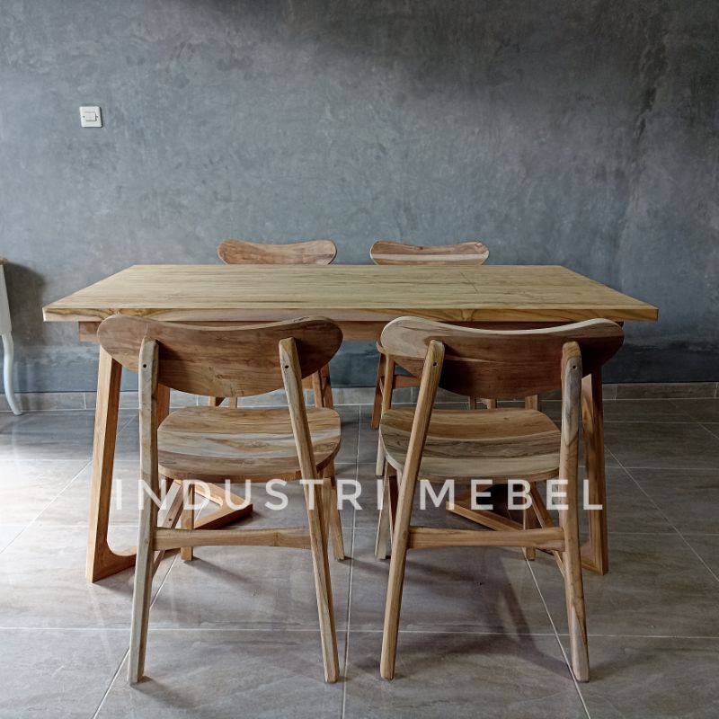 Jual Satu Set Meja Kursi Makan Retro - Kursi Makan Jati Cafe Minimalis - Meja Makan Modern ...