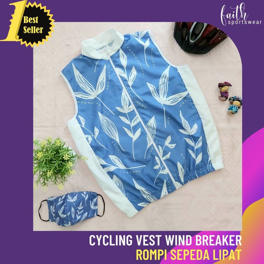 Jual ROMPI OLAH RAGA/ ROMPI SEPEDA/CYCLING VEST Wanita Biru Putih Motif ...