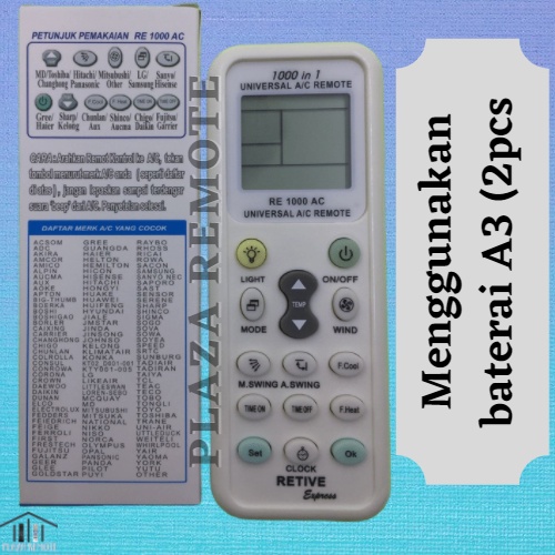 Jual Remot / Remote AC UNIVERSAL MULTI 1000 in 1 RETIVE RE 1000 AC ...