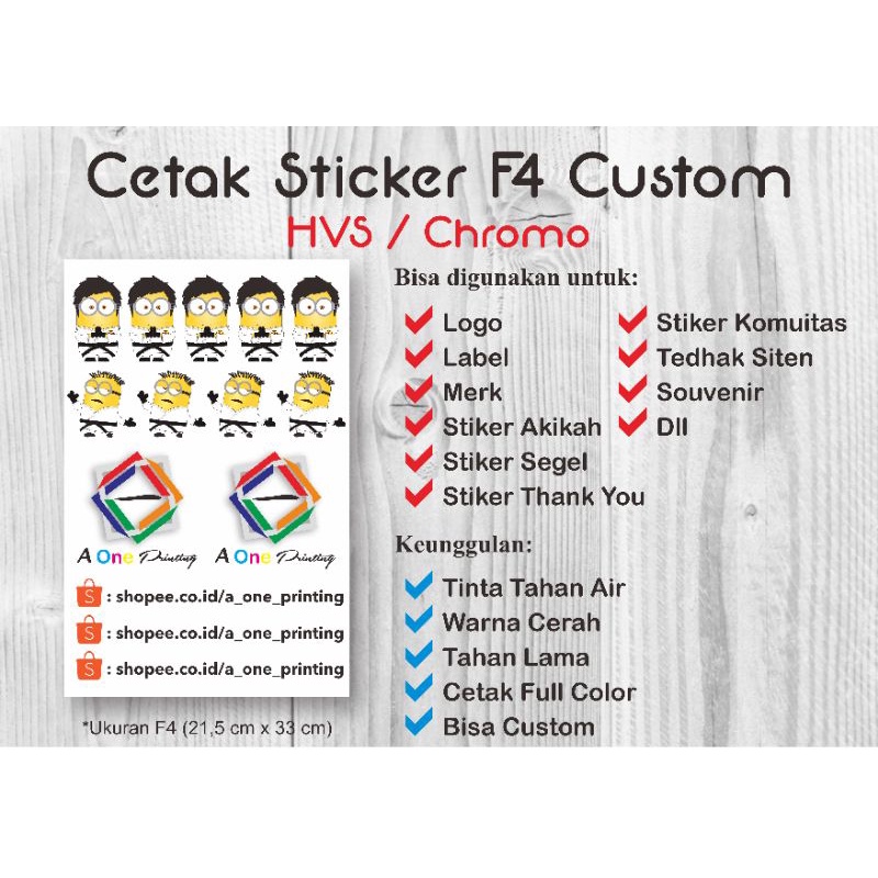 Jual CETAK STIKER F4 CUSTOM | Shopee Indonesia