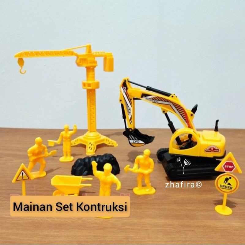 Jual Mainan PlaySet Kontruksi Miniatur Alat Berat Crane Excavator Anak ...