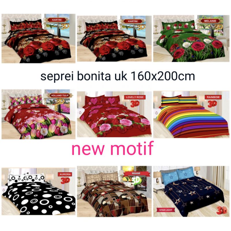 Jual Seprei BONITA uk 160x200cm Motif Terbaru Minimalis Bunga 3D ...