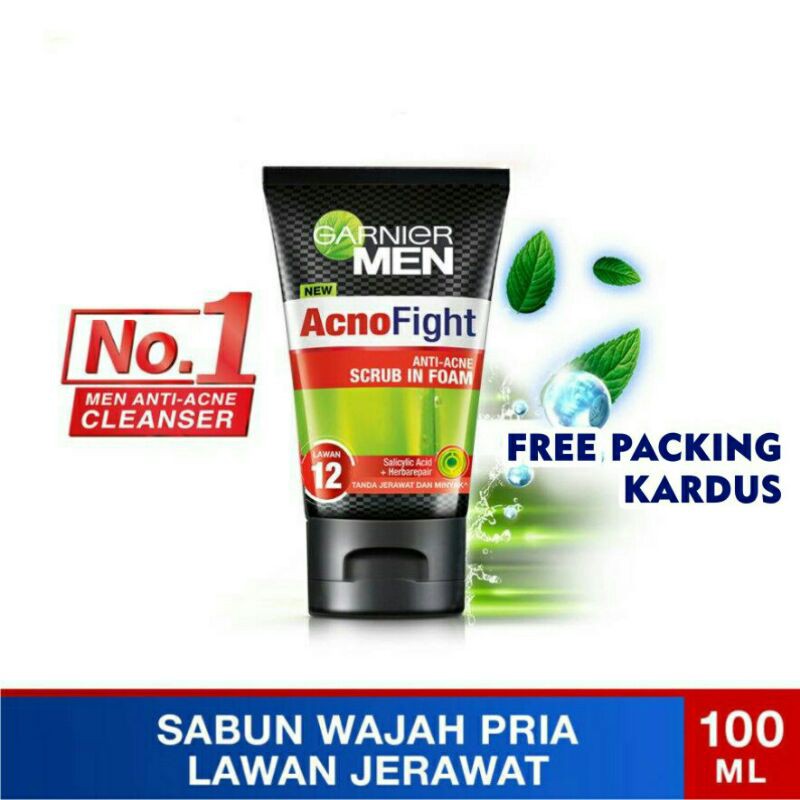 Jual GARNIER Men Acno Fight Anti Acne Scrub In Foam 100ml EXP 2024 | Shopee Indonesia