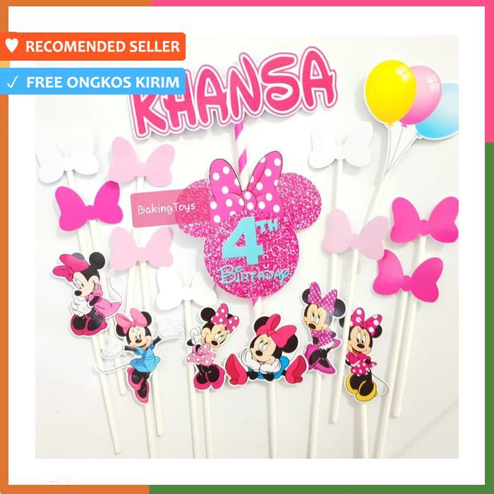 Jual TOPPER CAKE MINNIE MOUSE PINK PITA CUSTOM | Shopee Indonesia