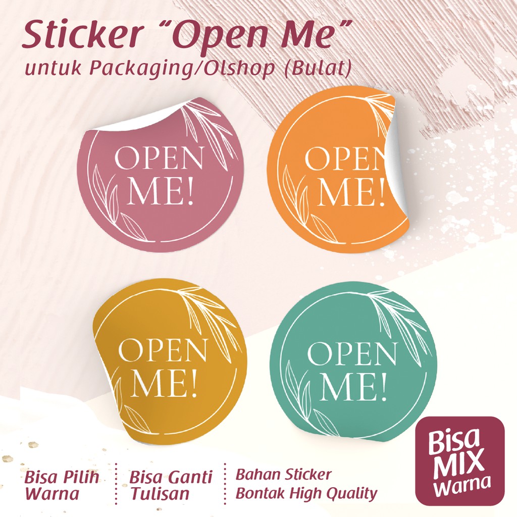 Jual Stiker Open Me/ Sticker Packaging/ Sticker Bulat/ Sticker Custom ...