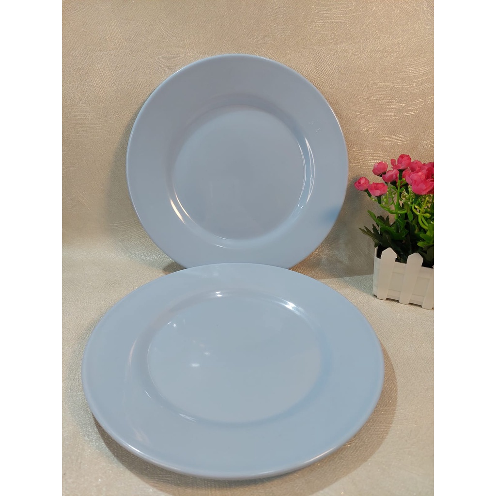 Jual Piring Makan Saji Melamin Biru Bulat | Alat Makan Ceper Tebal Anti ...