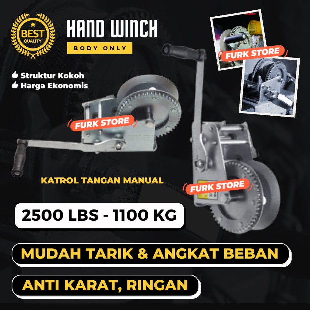 Jual Katrol Tangan Manual, Boat Winch Katrol Manual 2500LBS, Kerekan ...