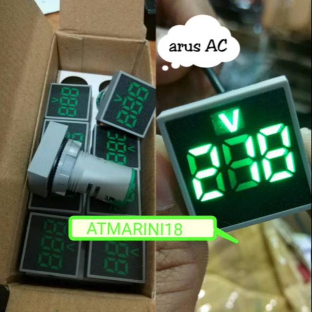 Jual PILOT LAMP VOLTMETER KOTAK LED 220V INDICATOR LAMP VOLTMETER-HIJAU ...