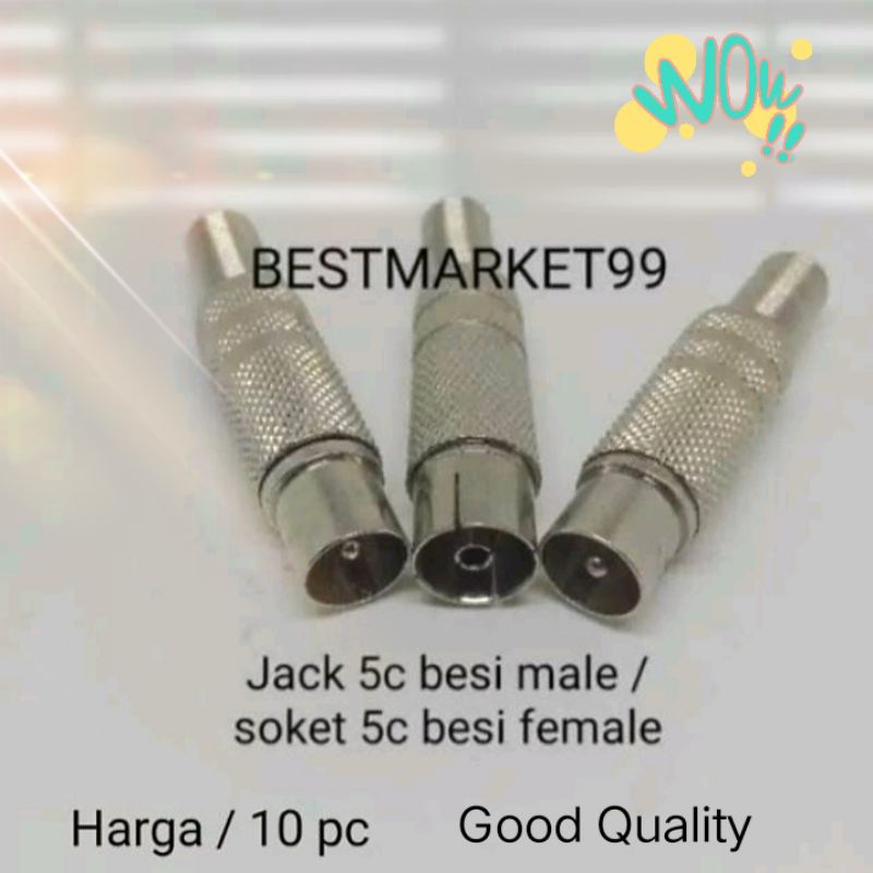 Jual Jack TV / Jack 5C Besi (male) / soket (female) antenna TV 5C Besi ...