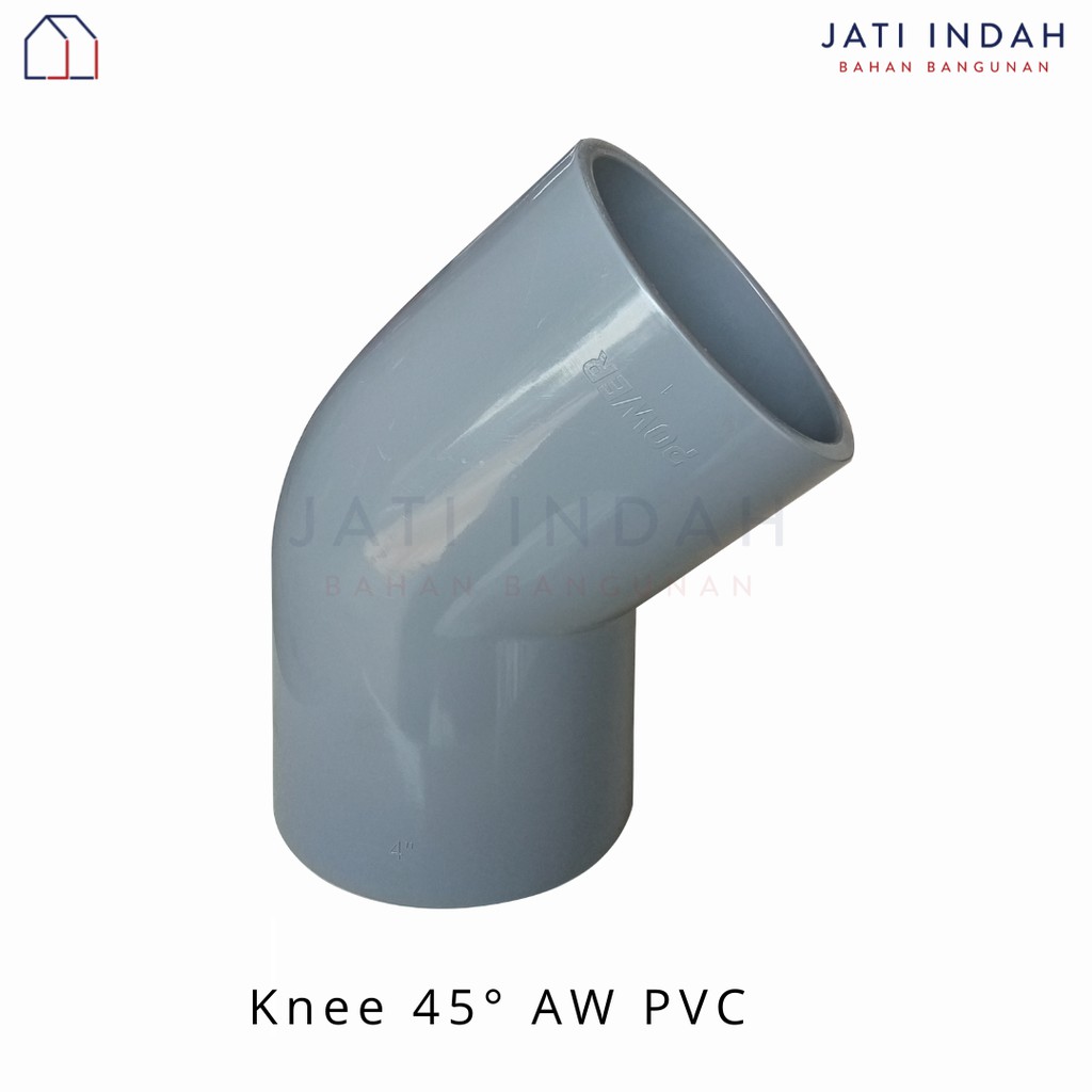 Jual KNIE 45° 4" AW Power | Knee Pipa Pralon PVC | Fitting Elbow/Keni | Shopee Indonesia