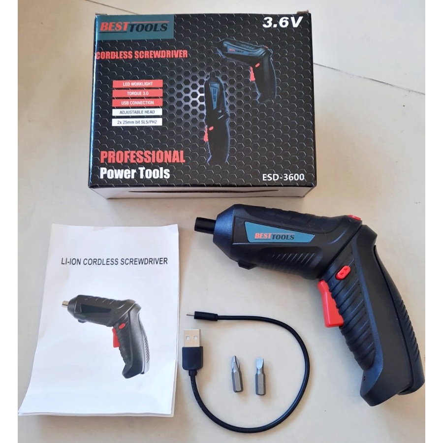 Jual Besttools Esd 3600 Cordless Screwdriver Bor Obeng Baterai