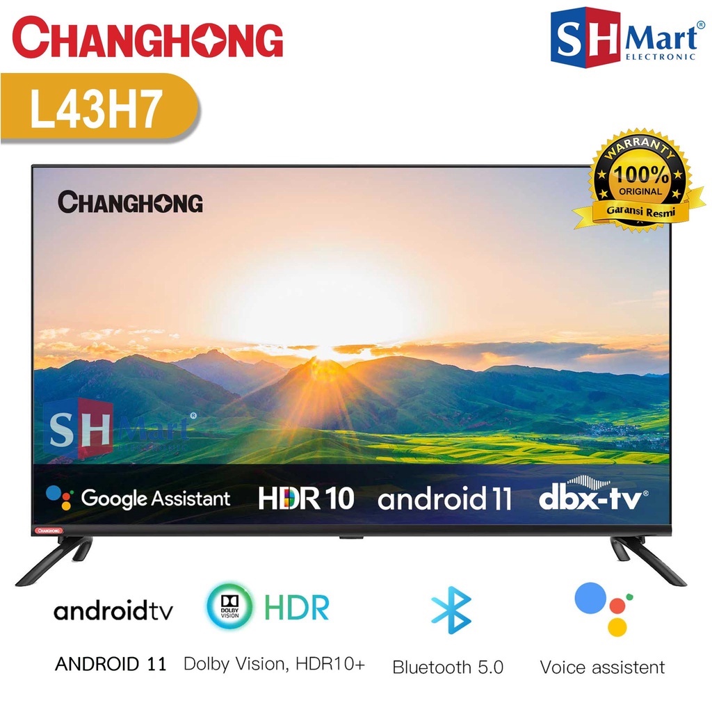 Jual TV CHANGHONG 43 INCH L43H7 ANDROID TV BEZELLESS GARANSI RESMI (MEDAN) | Shopee Indonesia