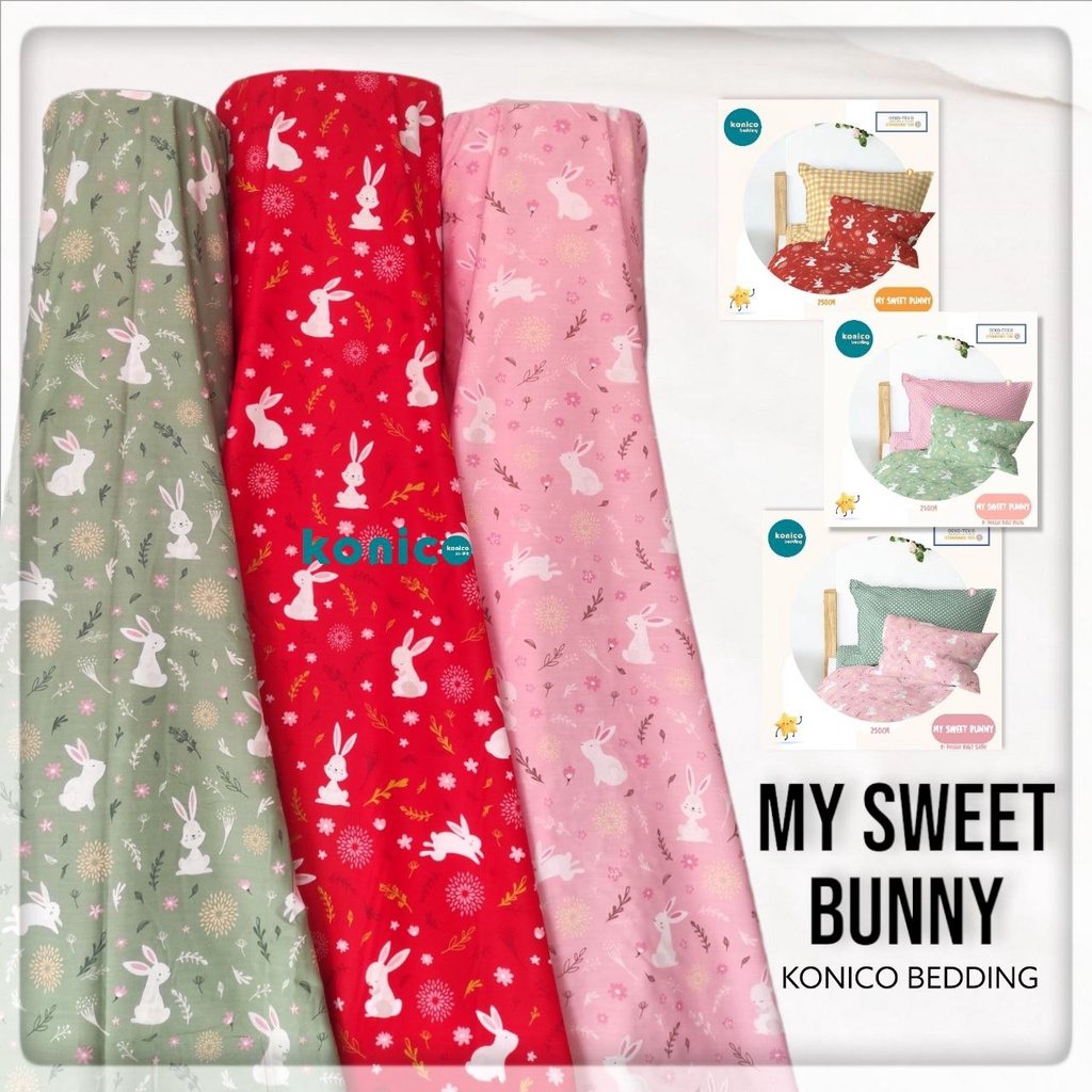 Jual KONICO Bahan Kain Sprei katun Motif tabur Anak MY SWEET BUNNY | ELBHE STAR CATRA GROW ...