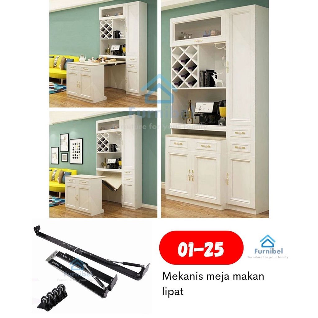 Jual 01-25 Transform dinner table mechanism, engsel meja lipat, meja ...