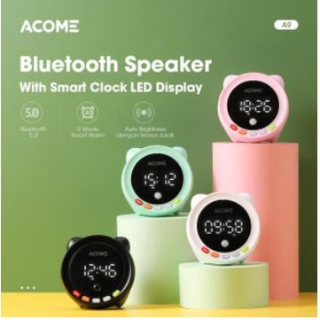 Jual SPEAKER BLUETOOTH ACOME A9 DUAL - SMART ALARM & JAM LED | Shopee ...