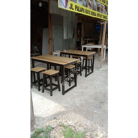 Jual meja makan cafe/resto 1 set kayu jati belanda | Shopee Indonesia