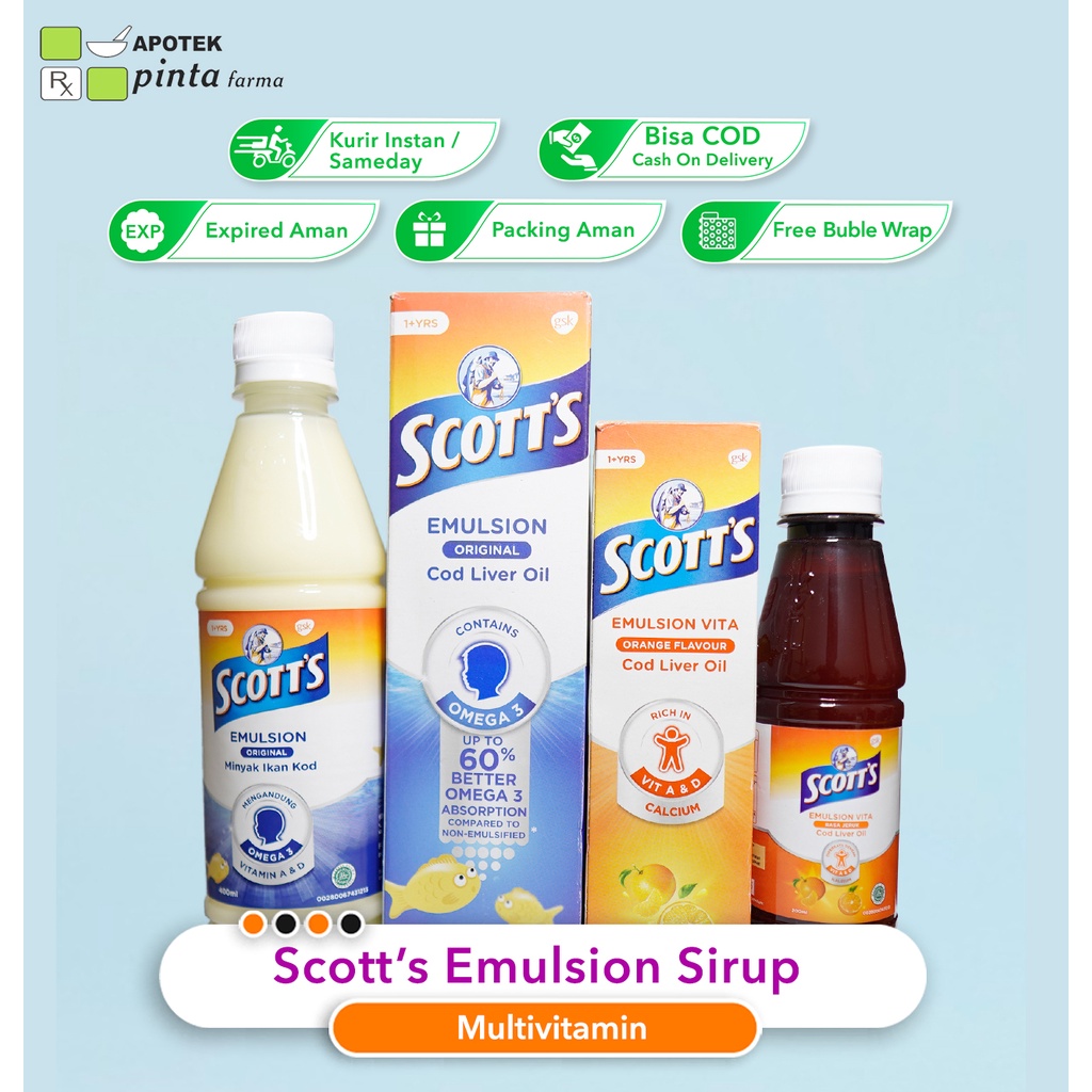 Jual Scott's Emulsion minyak ikan cod asam lemak omega 3 (DHA+EPA ...