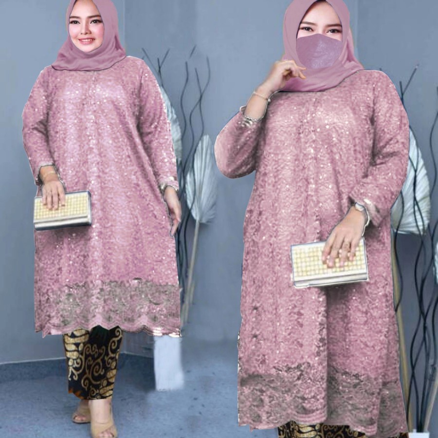 Jual Setelan Kebaya Brukat Tunik Brukat Jumbo dan Rok Plisket / Kebaya ...