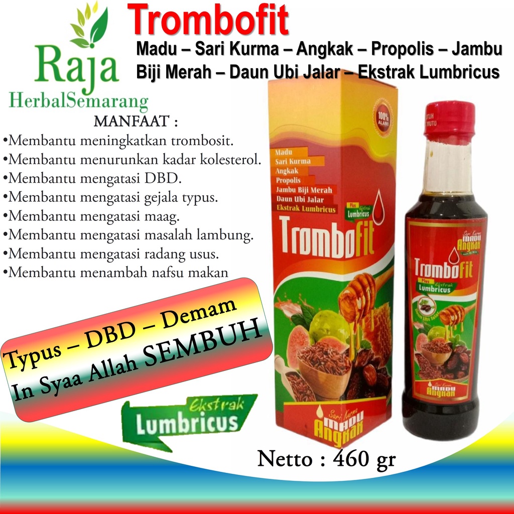 Jual Trombofit Sari Kurma Madu Angkak Plus Lumbricus 460 gr Obat Herbal ...