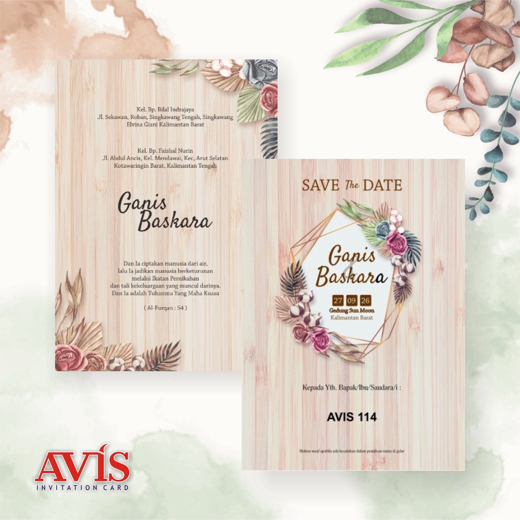 Jual Blangko Undangan Avis 114 / UNDANGAN KOSONG / FREE FILE SETTING ...
