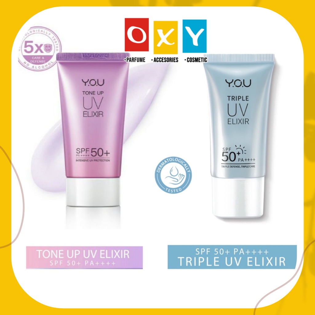 Jual YOU Sunscreen Triple UV Elixir SPF 50+ PA++++ [UVA UVB Blue Light Protection] AcnesTone Up ...