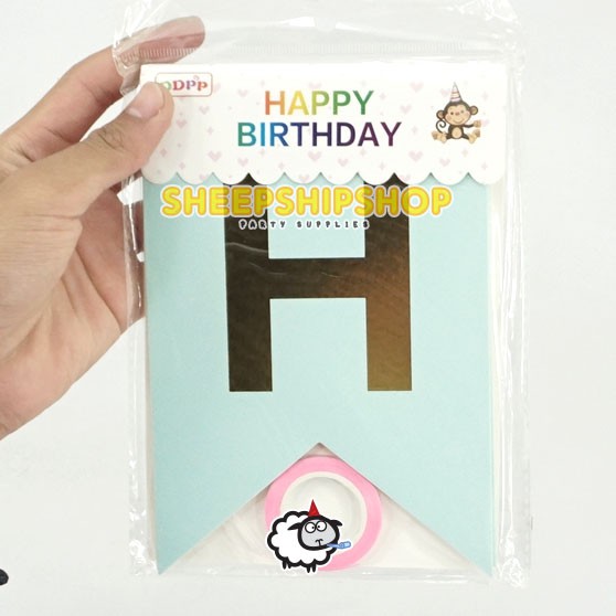 Jual BANNER SEGI LIMA HAPPY BIRTHDAY FOIL KILAP Bunting Flag Pink Biru ...