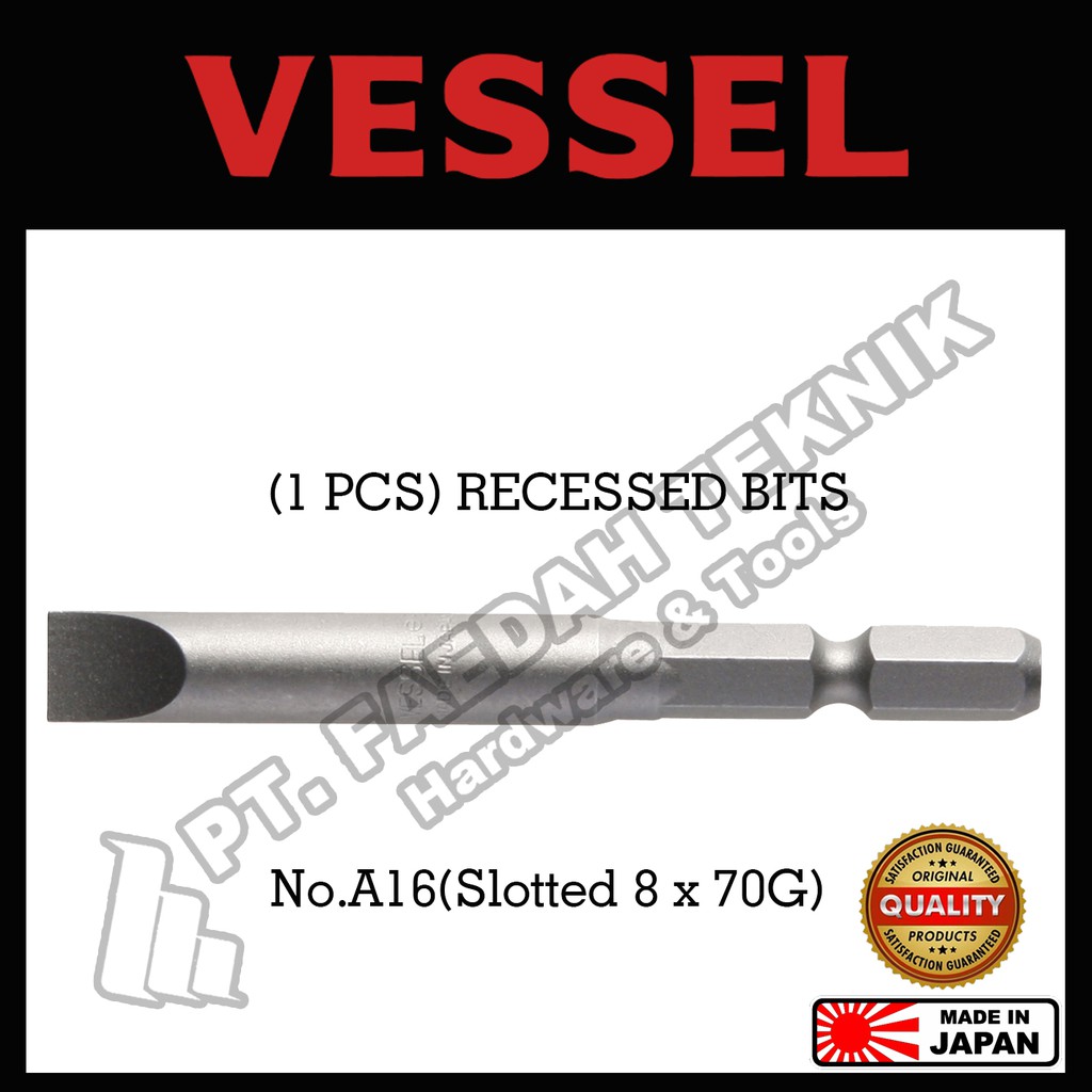 Jual Recessed Bit No.A16(Slotted 8 x 70G) Vessel Made in Japan (1 PCS ...