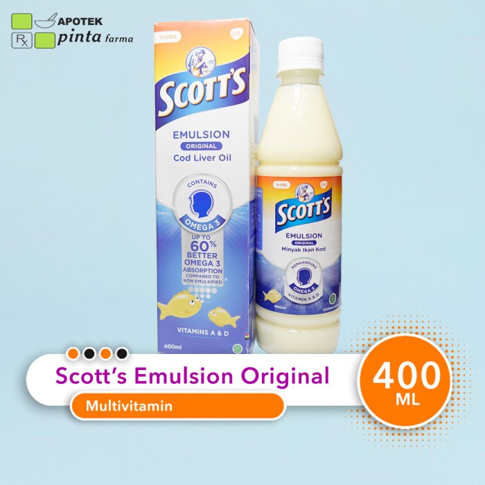 Jual Scott's Emulsion minyak ikan cod asam lemak omega 3 (DHA+EPA ...