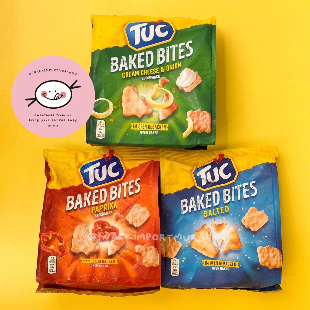 Jual TUC Baked Bites Cream Cheese & Onion / Salted / Paprika | Shopee ...