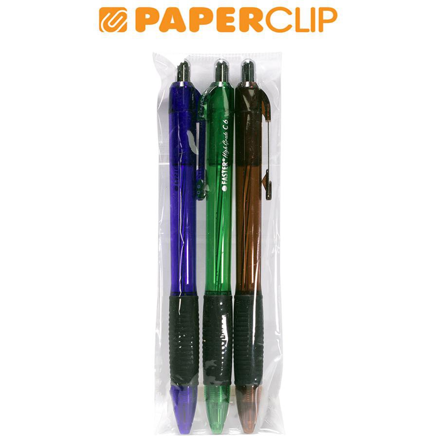 Jual PULPEN / BALLPOINT FASTER RETRACK C6 ISI 3 HITAM | Shopee Indonesia