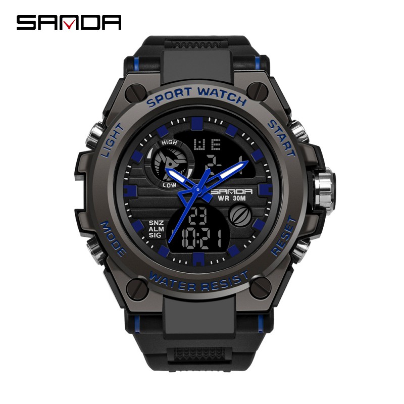 Jual SANDA 739 Jam Tangan Pria Digital Analog Tali Rubber Chronograph Anti Air CURRENOS | Shopee ...