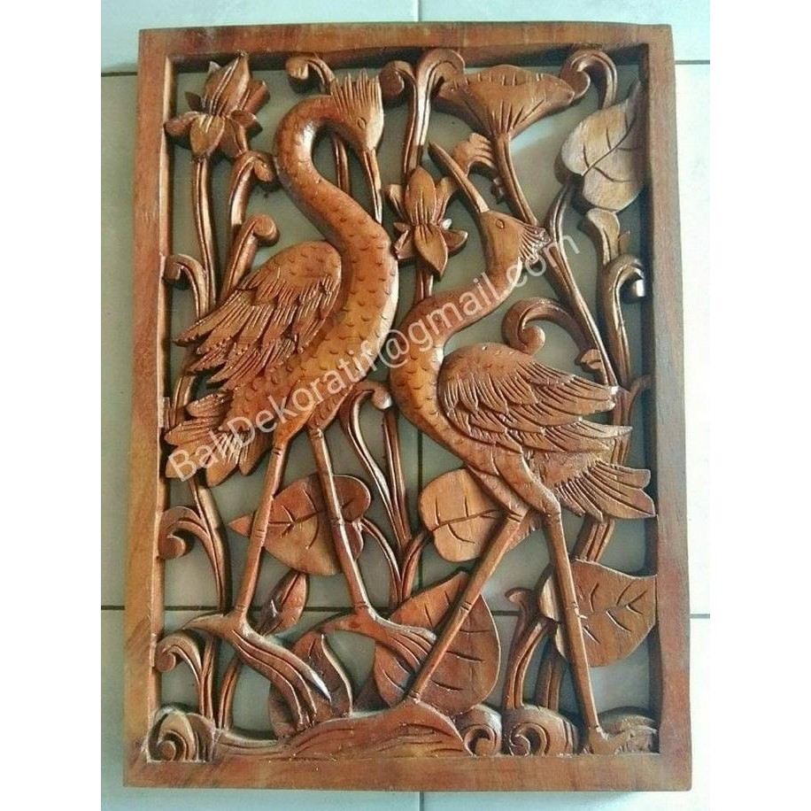Jual Monggo] Ukiran Bali Model 2 Bangau 80X30 Dekorasi Hiasan Dinding ...