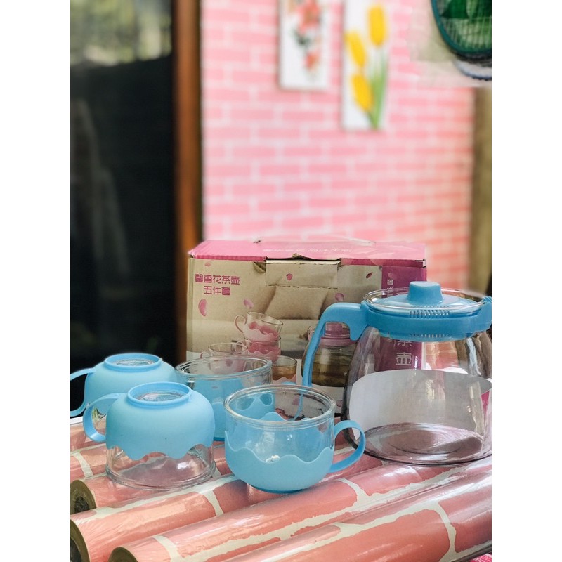 Jual Tea pot Poci + gelas set teh isi kumplit | Shopee Indonesia