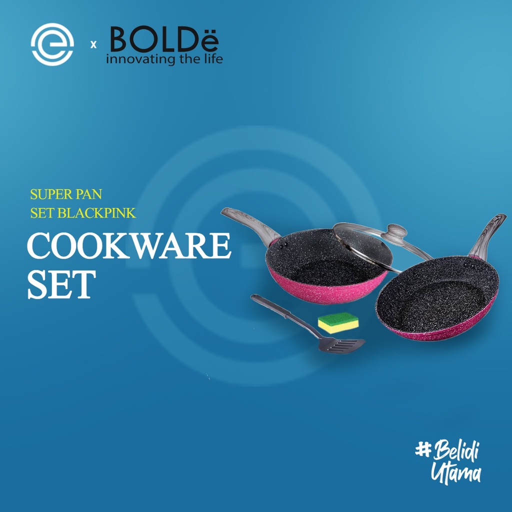 Jual BOLDE Super Pan Panci Set lapis Granite Coating 5 pcs - BLACKPINK ...