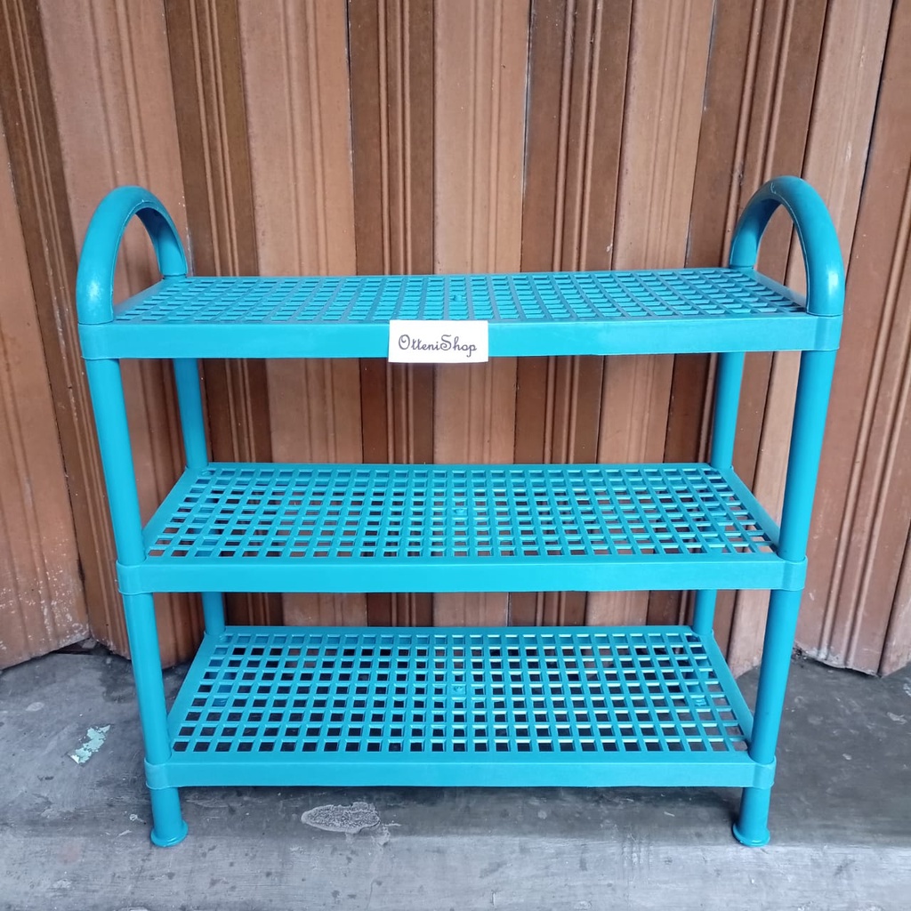 Jual Rak sepatu dan sendal plastik 3 susun Rak membuat rapi tiga sekat ...