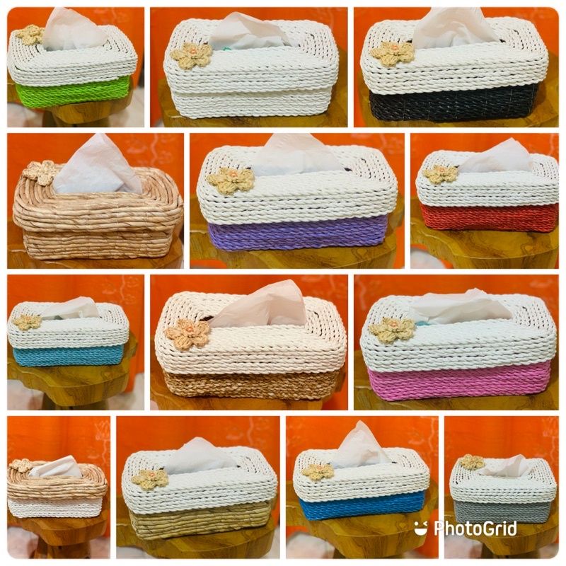 Jual Kotak Tisu Tempat Tissue Box Tisu Anyaman Seagrass Sintetis Cantik ...