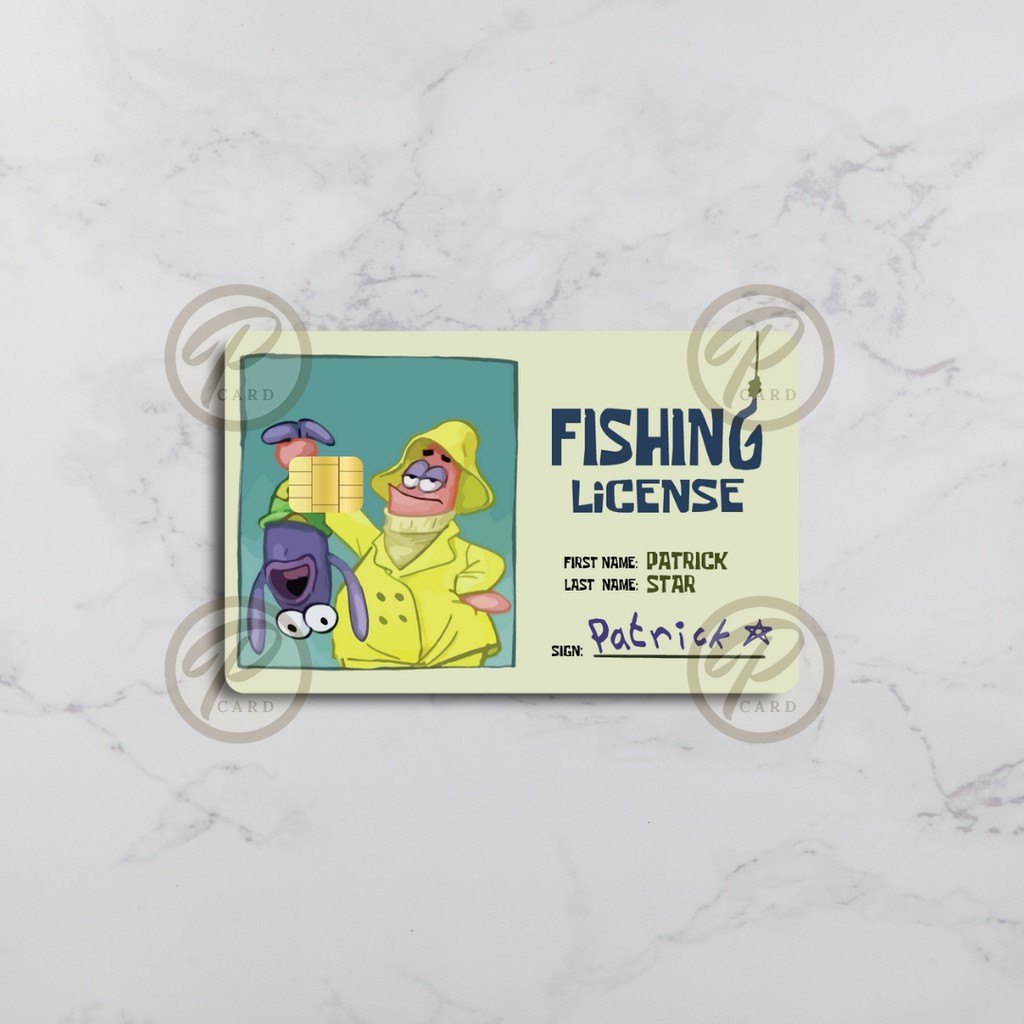 Jual PATRICK FISHING LICENSE - Card Cover Skin Sticker – PLIATA Stiker ...