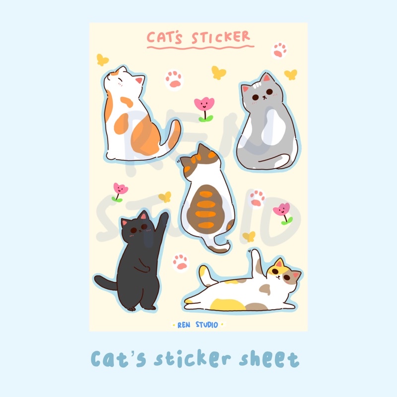 Jual Cat’s Sticker Sheet stiker lucu aesthetic Stiker Kucing Lucu Untuk ...