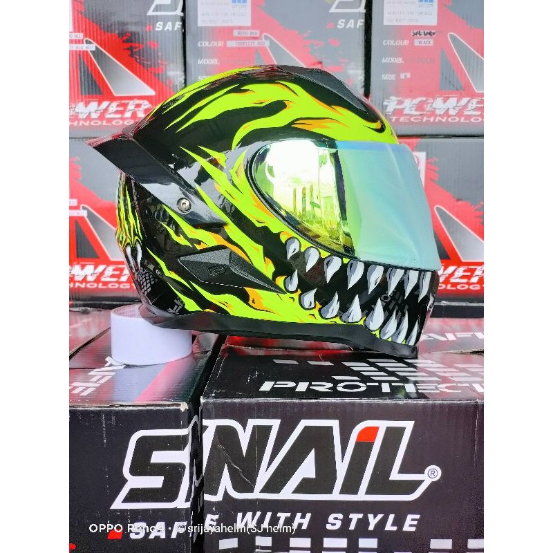 Jual HELM SNAIL FS1 TIREX YELOW//BLAK ORIGINAL PULL KARDUS 2KG | Shopee ...