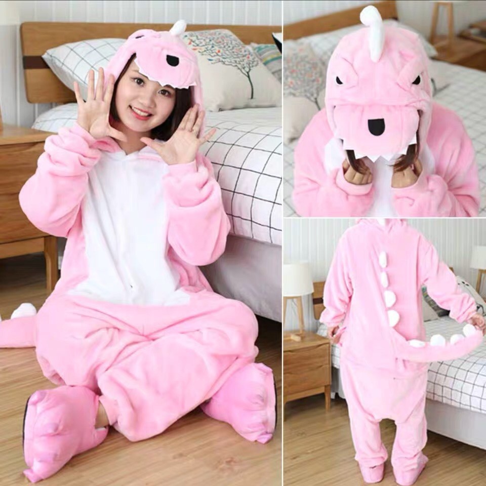 Jual BAJU ONESIE DINO DINOSAURUS GODZILLA PINK PIYAMA KOSTUM BONEKA ...
