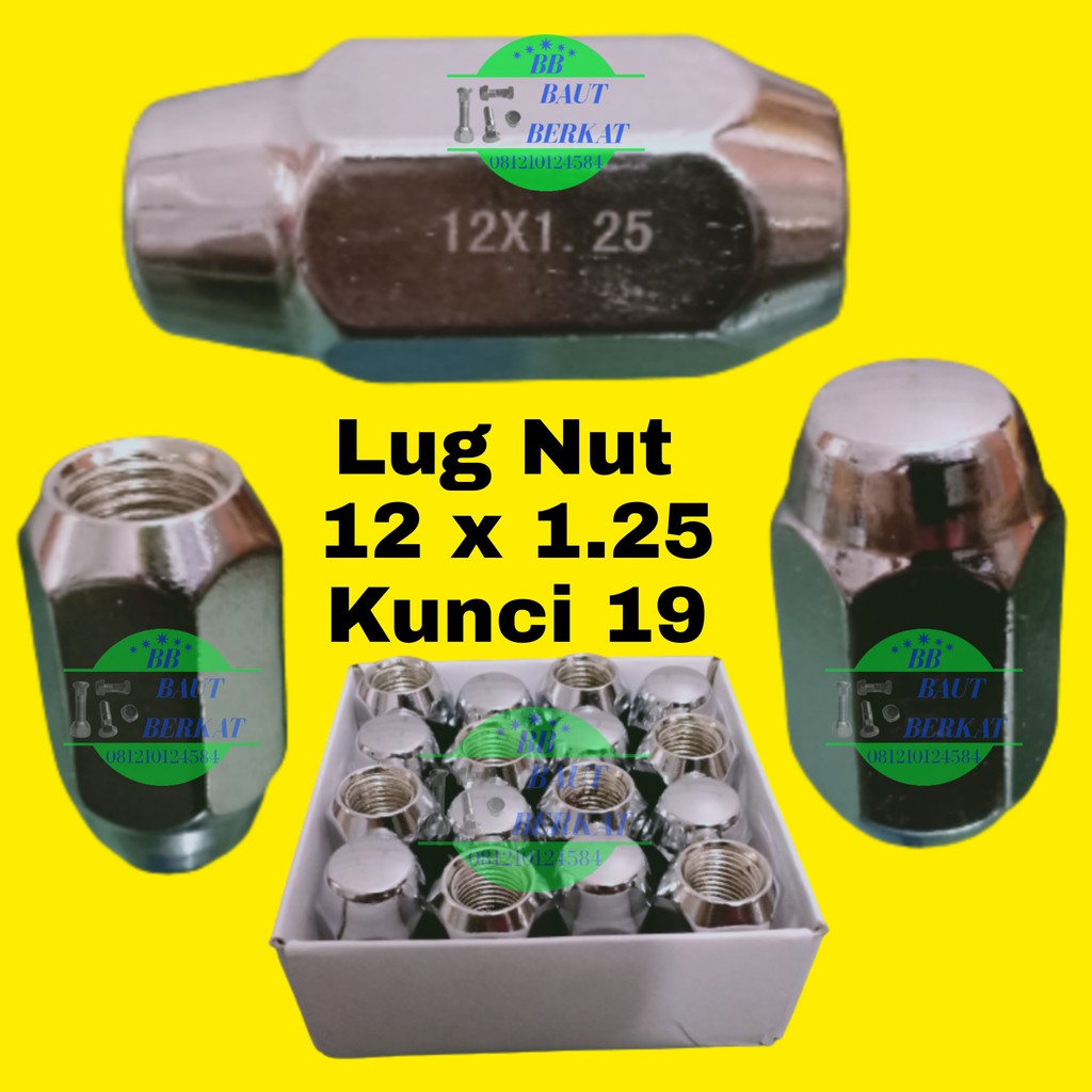 Jual mur racing 12x1.25 mur baut roda kunci 19 drat 1.25 nut racing ...