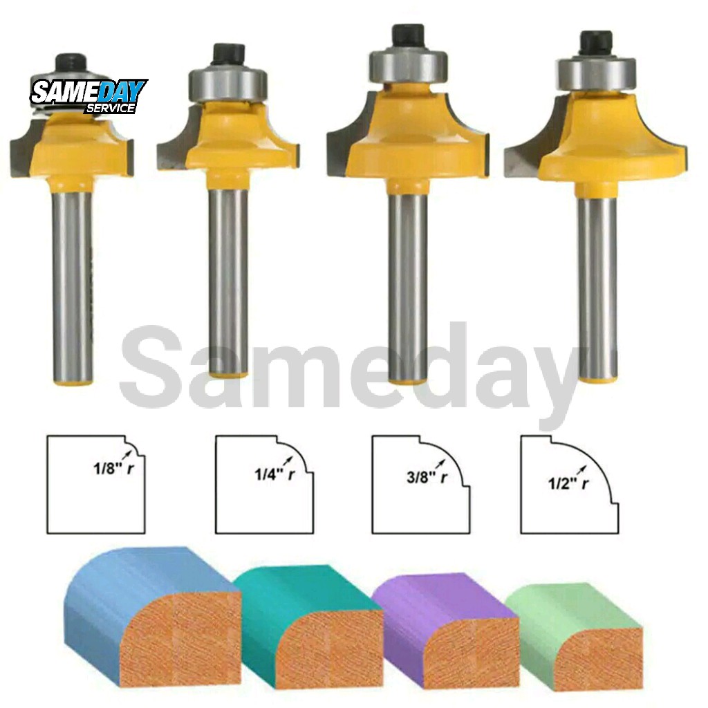 Jual Mata Profil Sudut Round Over Router Bit Flush Trimmer HPL Set 4Pcs ...